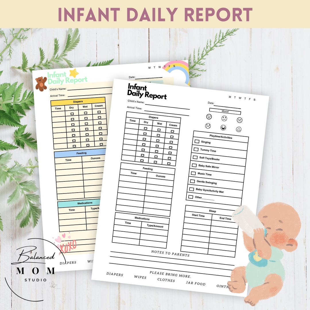 Infant's Daily Report for Daycares, Nursery Report for Sitters ...