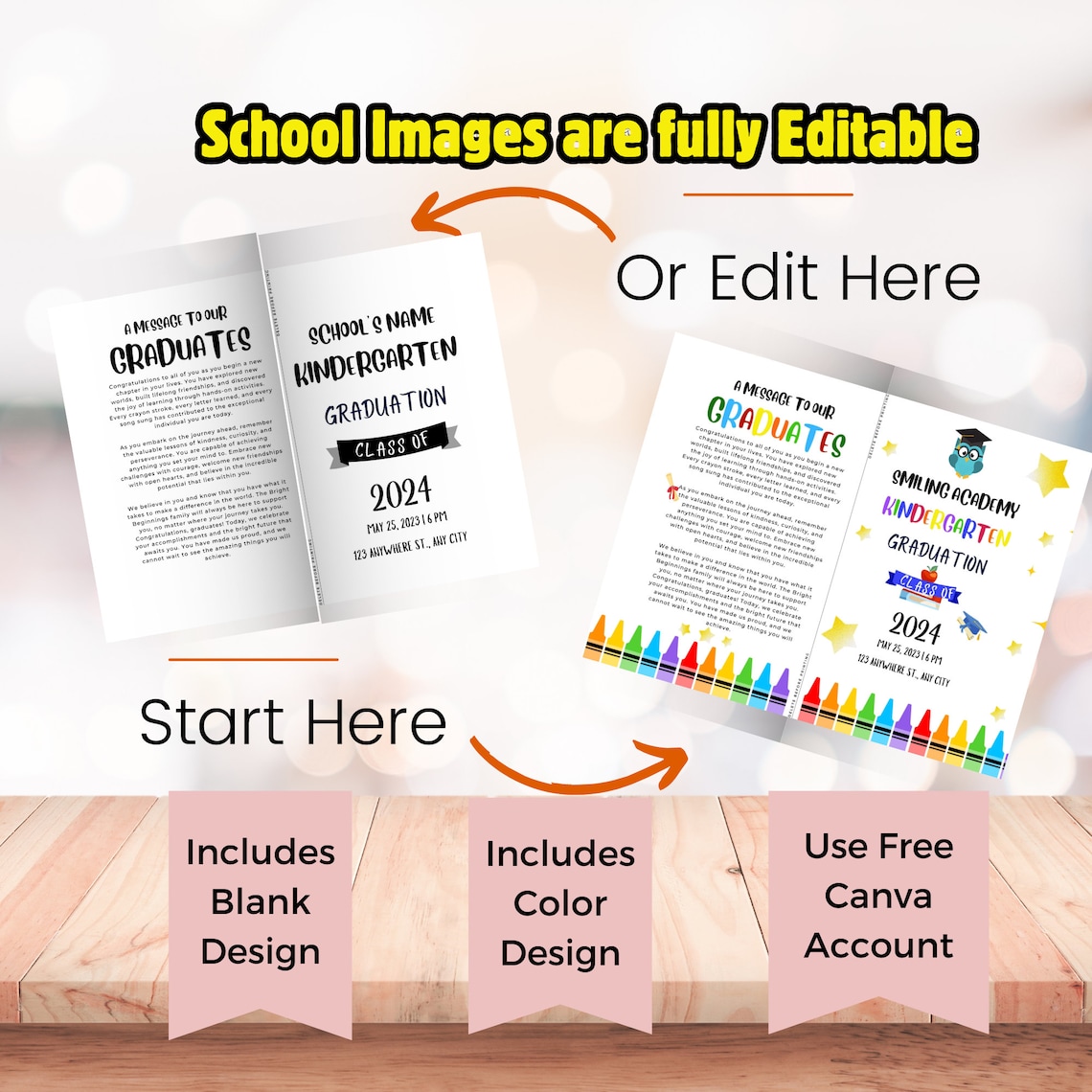 Kindergarten Graduation Printable Class Graduation Ceremony Editable ...