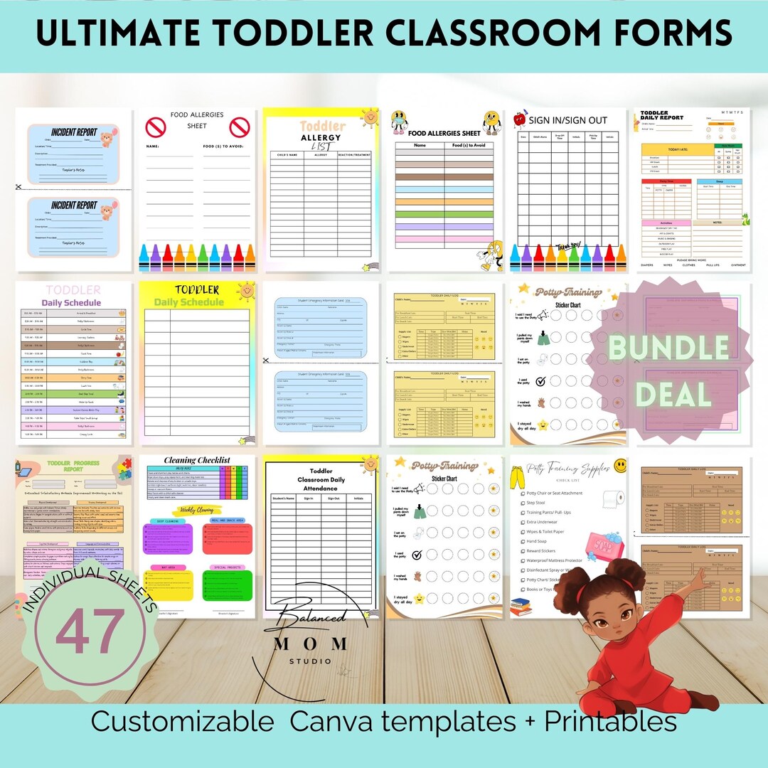 Ultimate Toddler Classroom Forms Bundle| 47 Editable Pages for Daycare ...