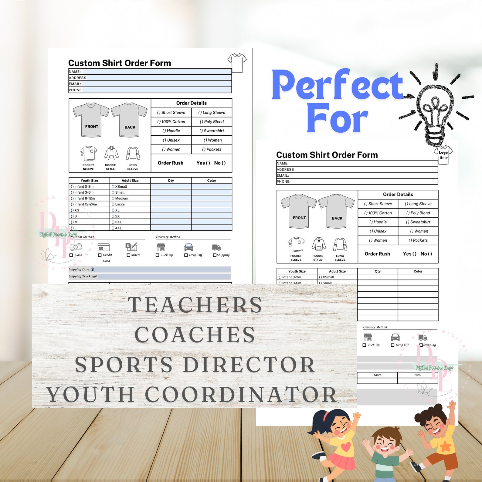 School Shirt Order Form Small Business Forms Printable Custom Order ...