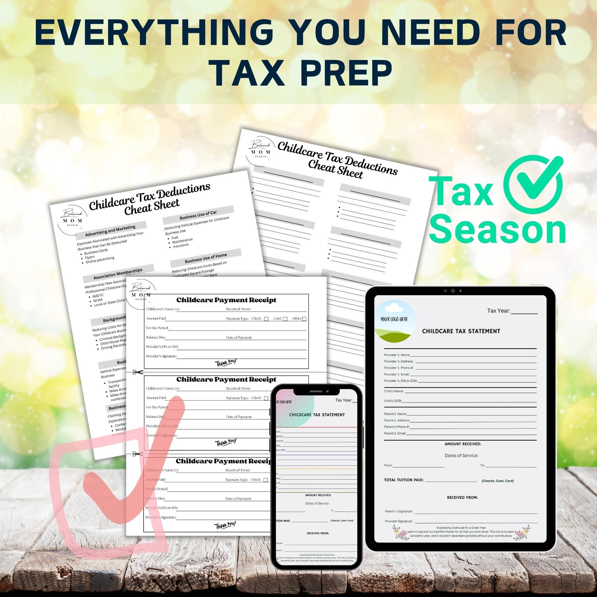 Childcare Tax Forms Bundle | 16 Editable Pages | Tax Statements, Cheat ...