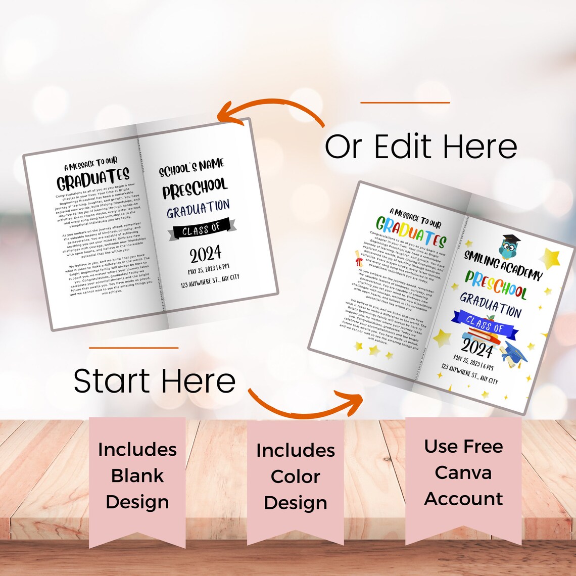 DIY Preschool Graduation Program Canva Template, Childcare Celebration ...