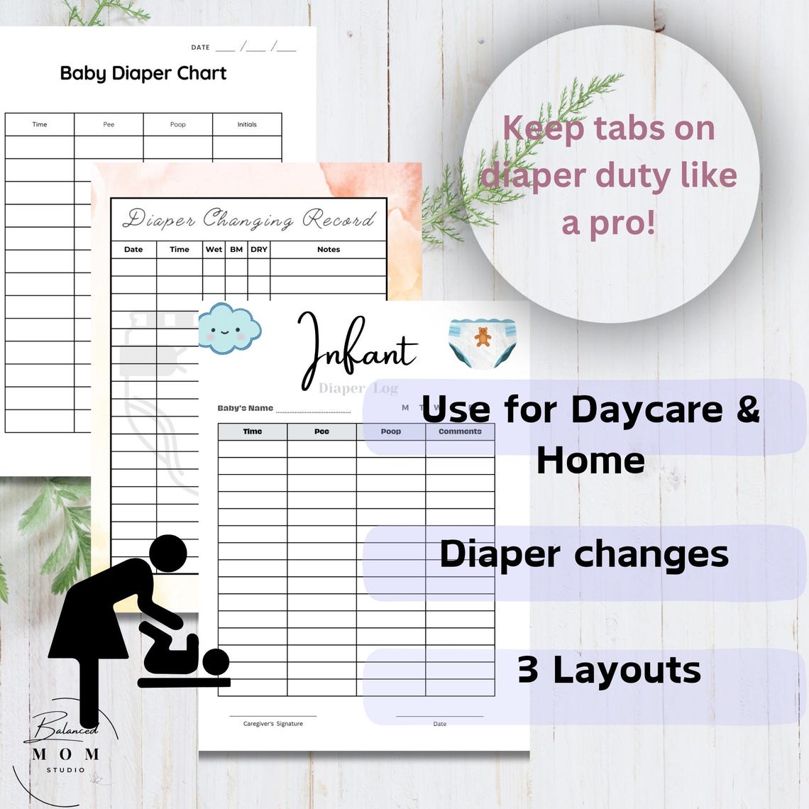 Infant Diaper Change Log: Editable Baby Tracker (PDF Printable) - Etsy