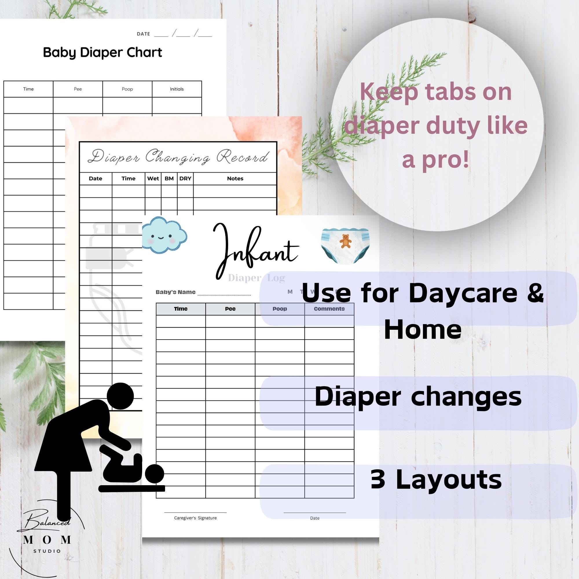 Infant Diaper Change Log: Editable Baby Tracker (PDF Printable) - Etsy