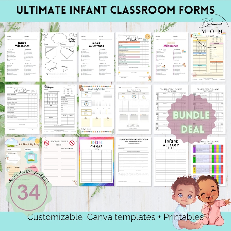 Infant Classroom Forms Bundle: 34 Editable Pages, Daycare & Childcare ...