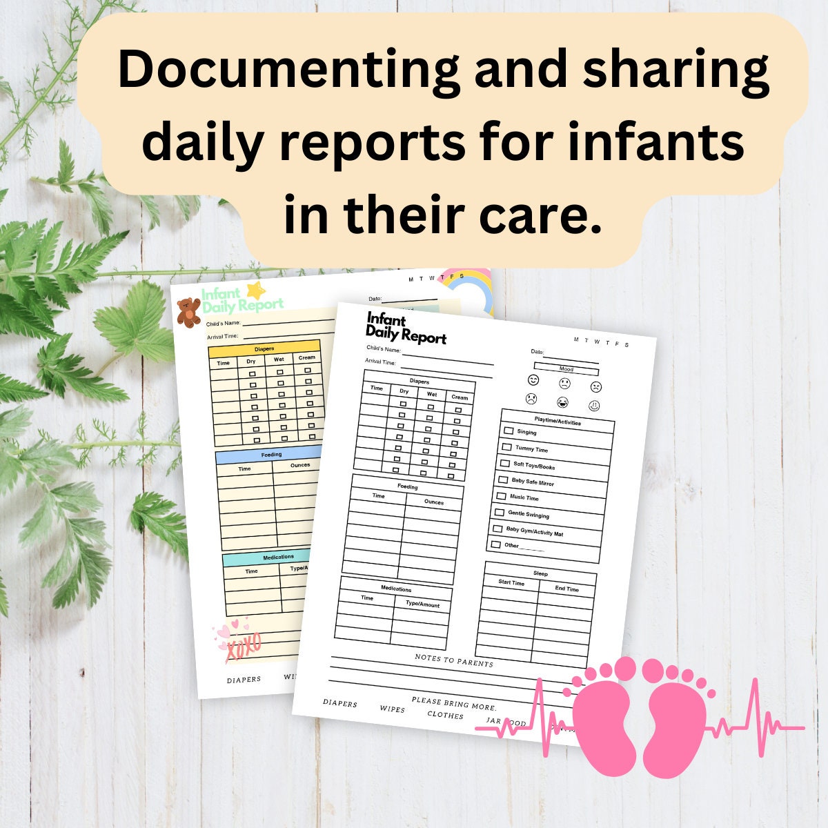 Infant's Daily Report for Daycares, Nursery Report for Sitters ...