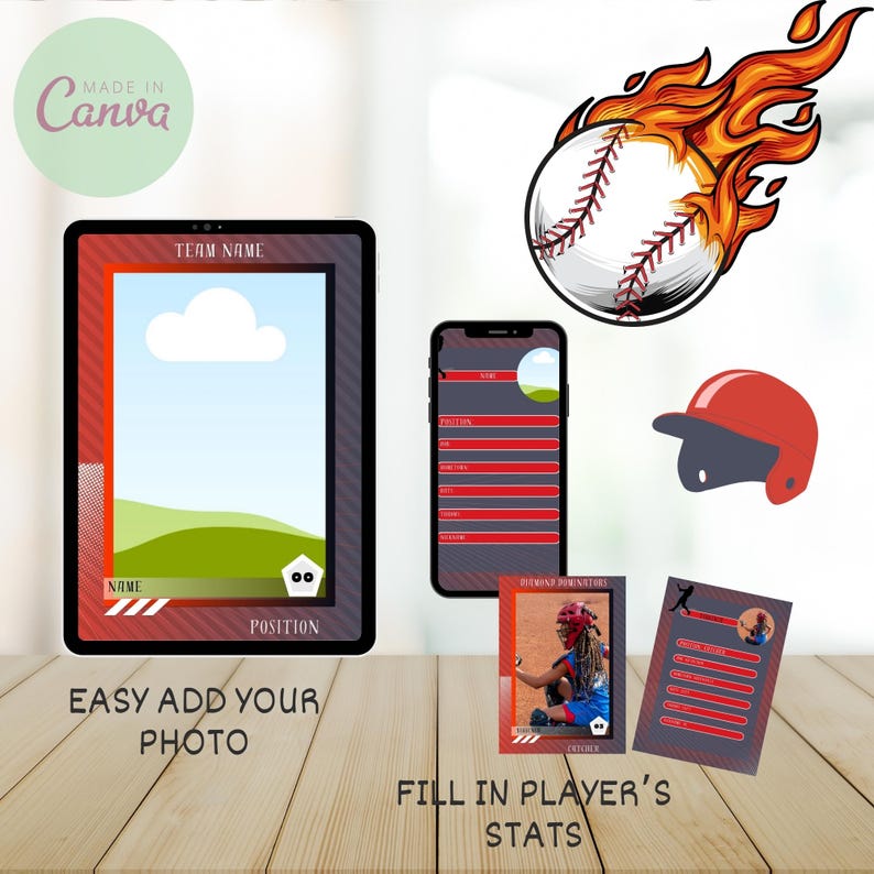 Editable Baseball Trading Card Canva Template| 2.5 X 3.5 Inches Youth ...