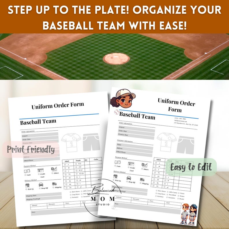 Baseball Registration and Order Form | Digital Printable PDF | Canva ...