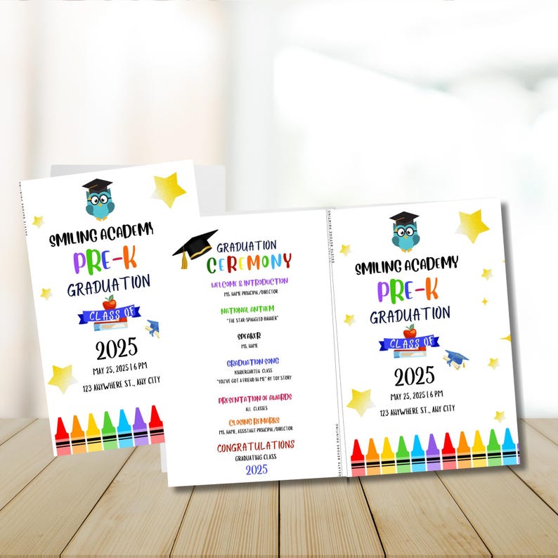Pre-k Graduation Program Template: Editable Ceremony Script (digital ...
