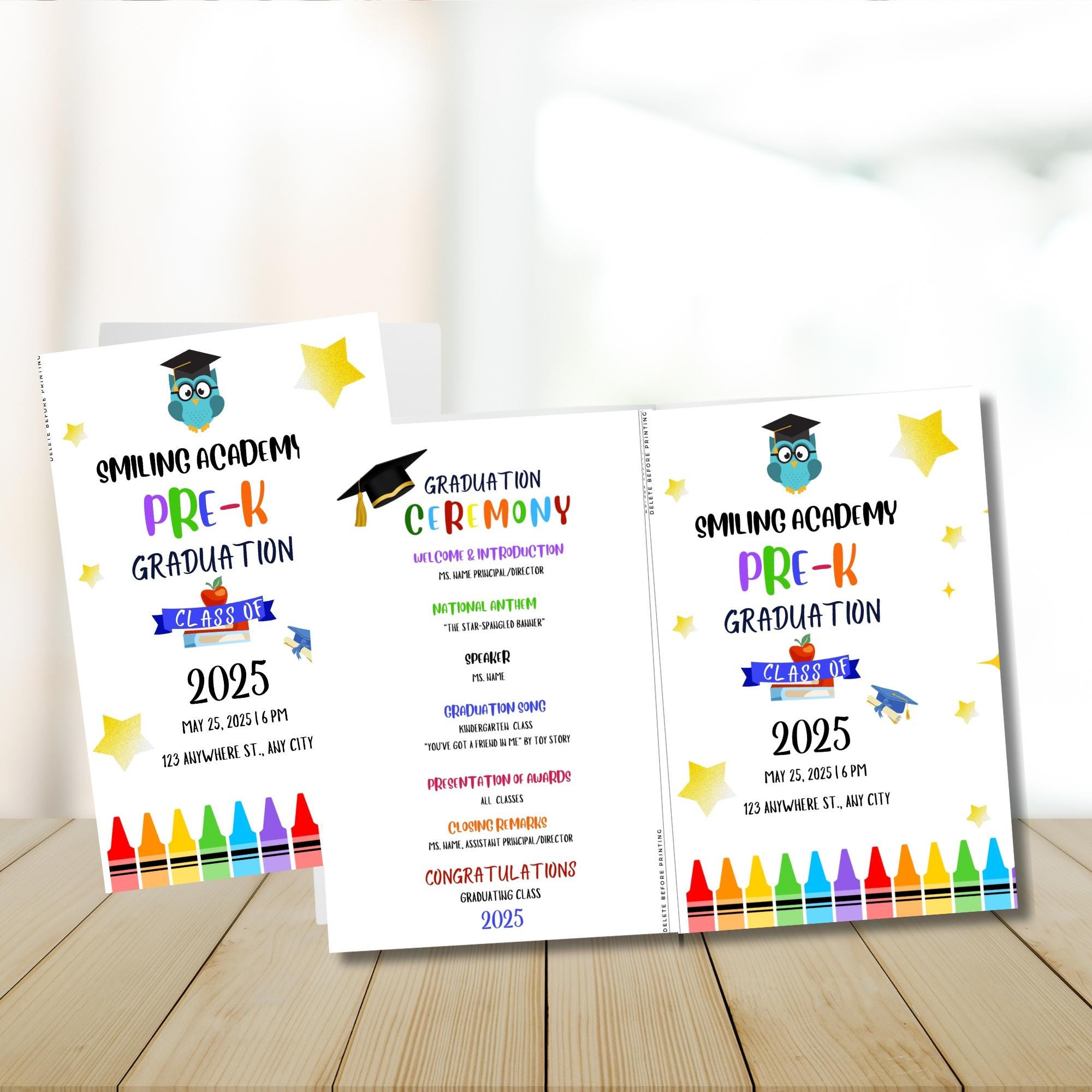 Pre-k Graduation Program Template: Editable Ceremony Script (digital ...