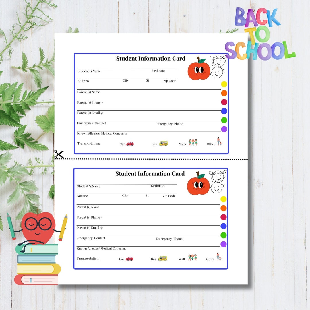 Student Information Card Editable Canva Template| Printable Child's ...