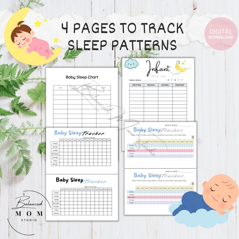 Infant Sleep Log: 4-page Baby Sleep Tracker (editable Canva Template ...