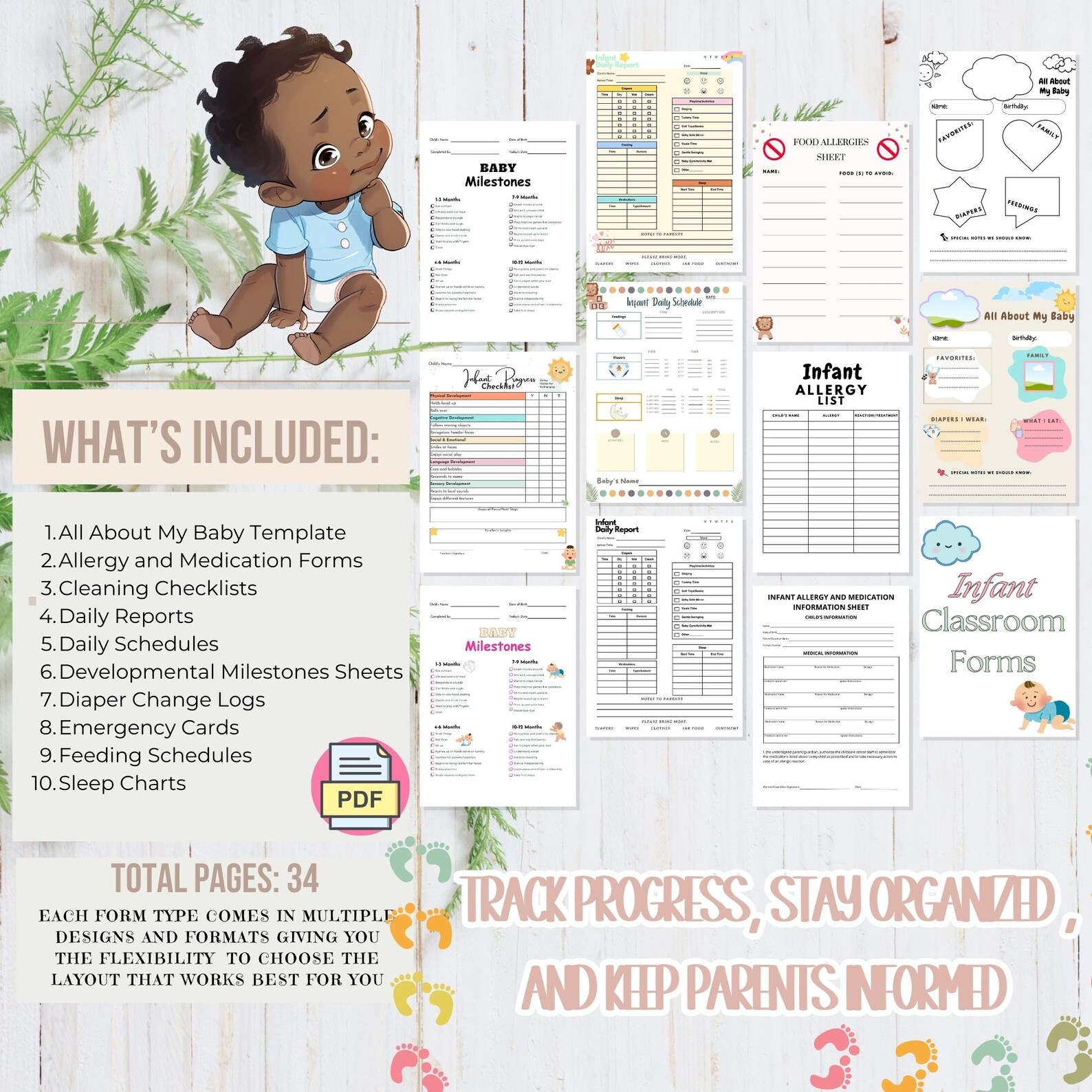 Infant Classroom Forms Bundle: 34 Editable Pages, Daycare & Childcare ...