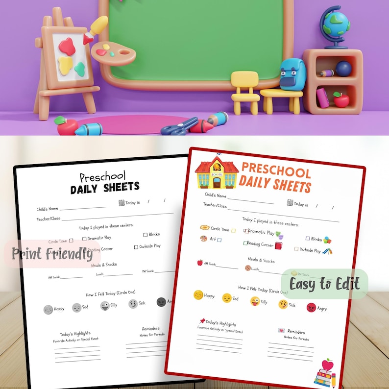 Essential Preschool Daily Report Sheets | Printable + Canva Editable ...