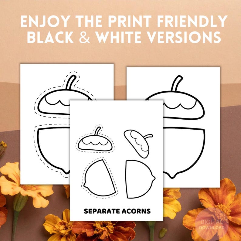 Acorn Craft - Cut, Color, & Lift Activity - Fall Printable (PDF) - Etsy