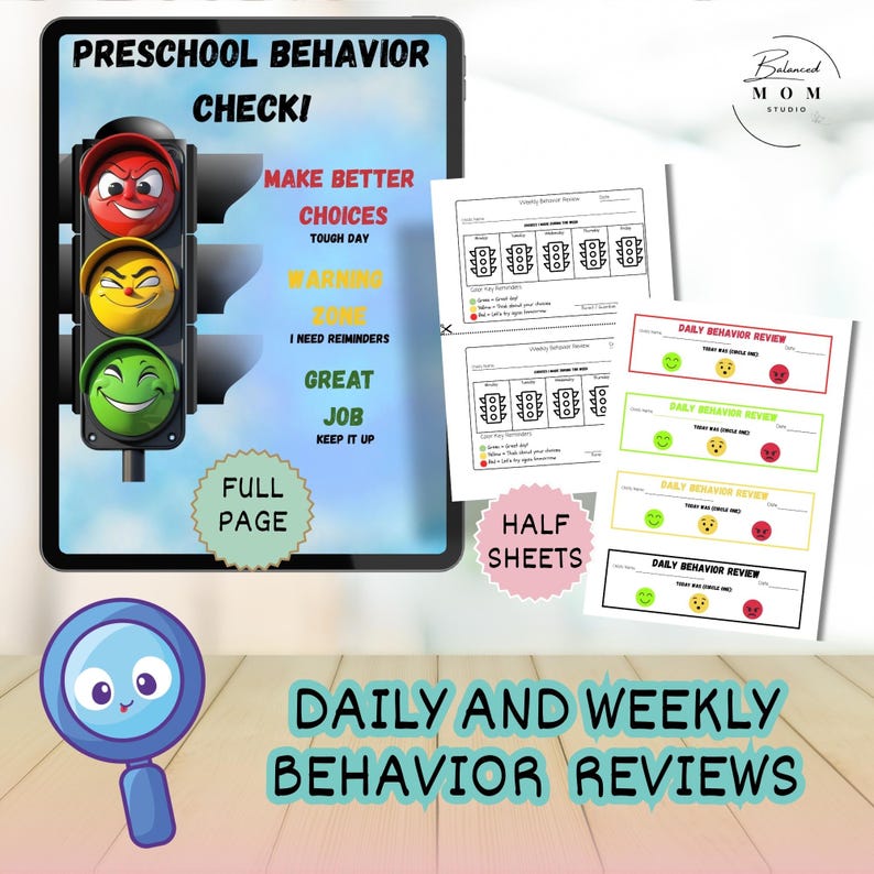 Traffic Light Behavior Chart: Classroom Management Printable (PDF & Canva Template - Etsy