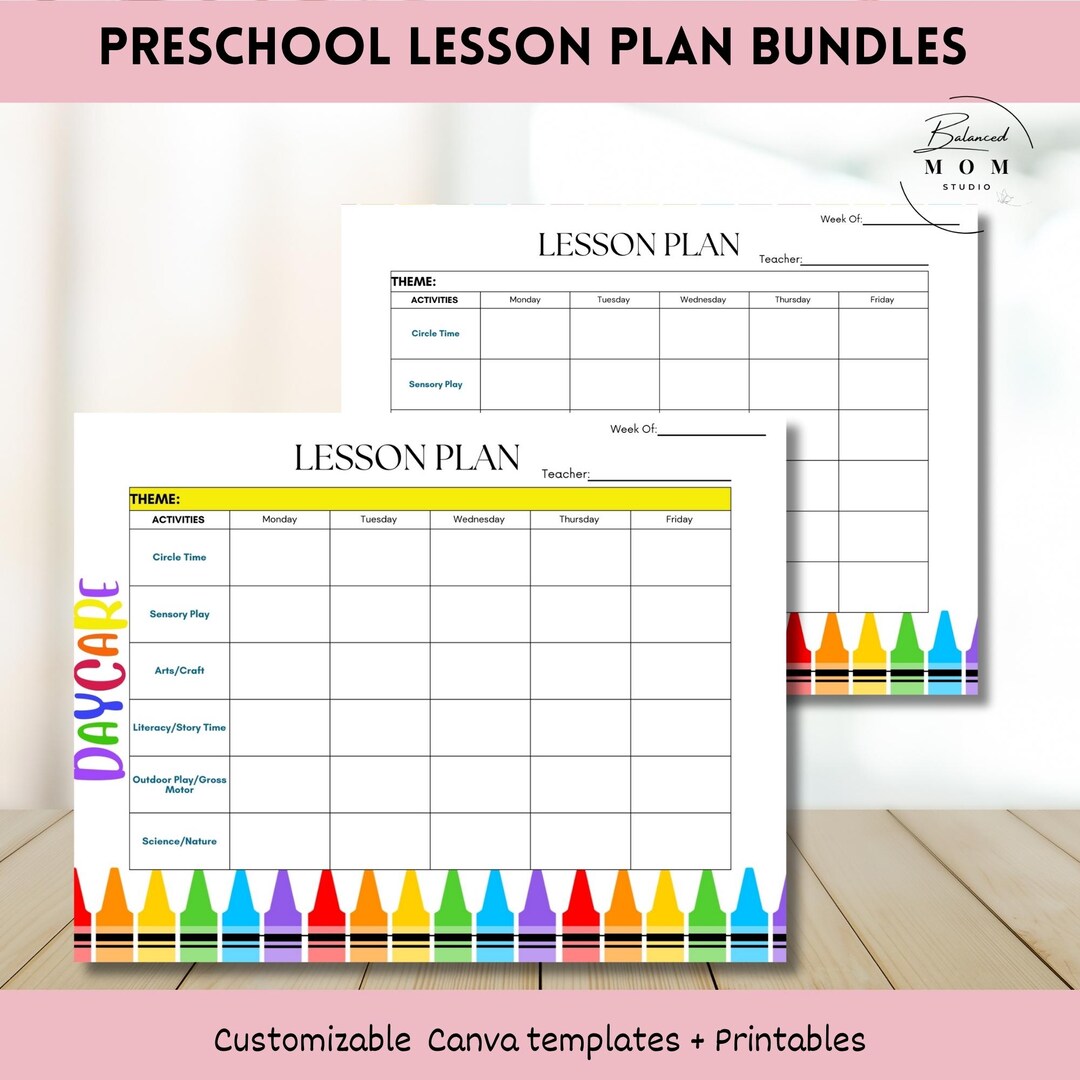 Preschool Lesson Plan Template Bundle: Editable Weekly Schedule (canva ...