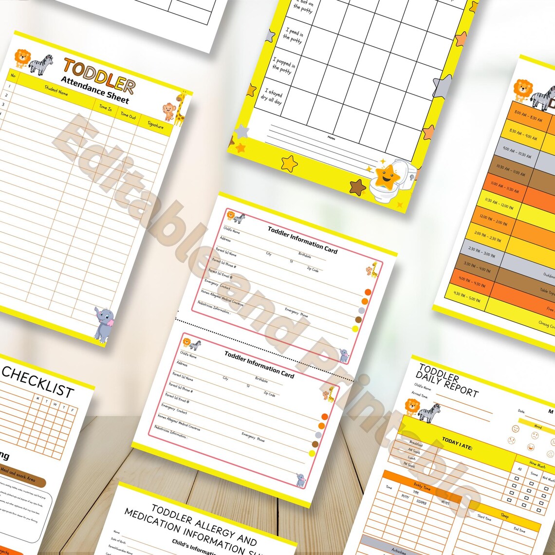 Toddler Classroom Forms Bundle 11 Editable Pages for Daycare ...