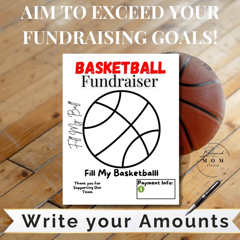 Basketball Fundraiser: Color-in Donation Tracker (digital Download) - Etsy
