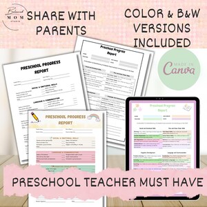 Preschool Progress Report Template: Customizable Homeschool Assessment ...