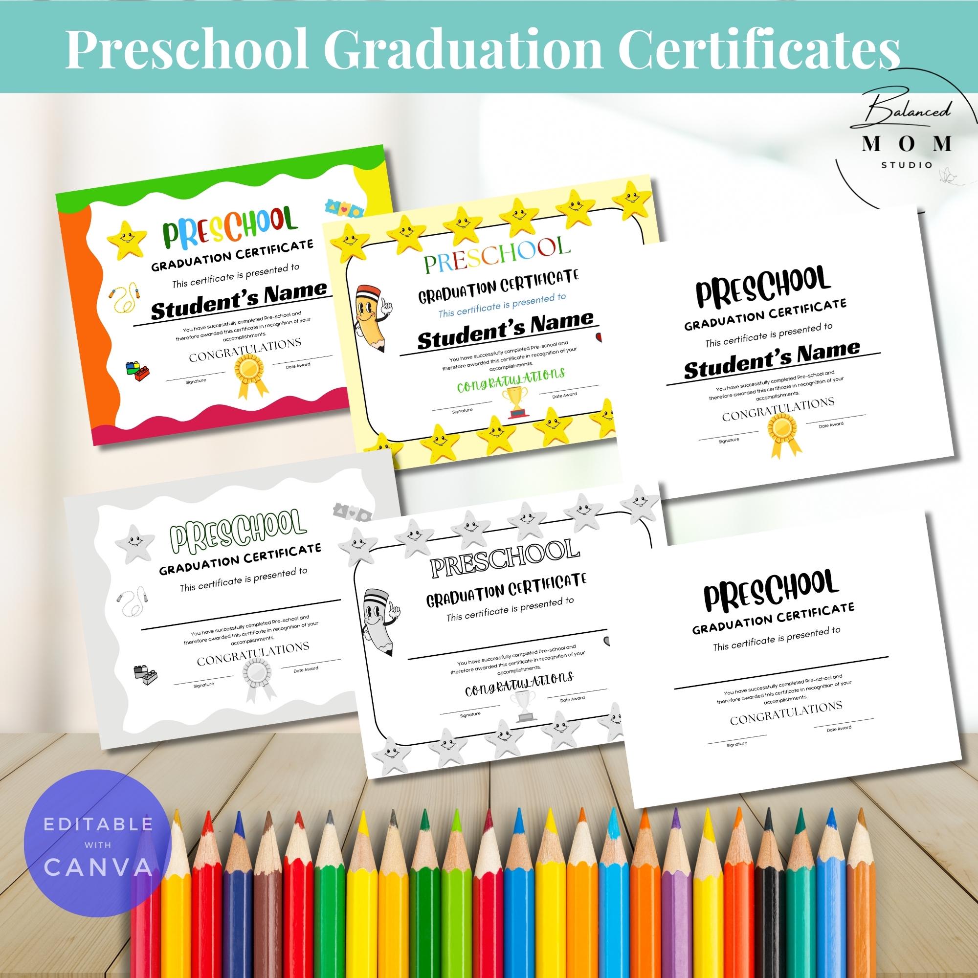 Preschool Graduation Certificates: Editable Diploma Template (digital ...
