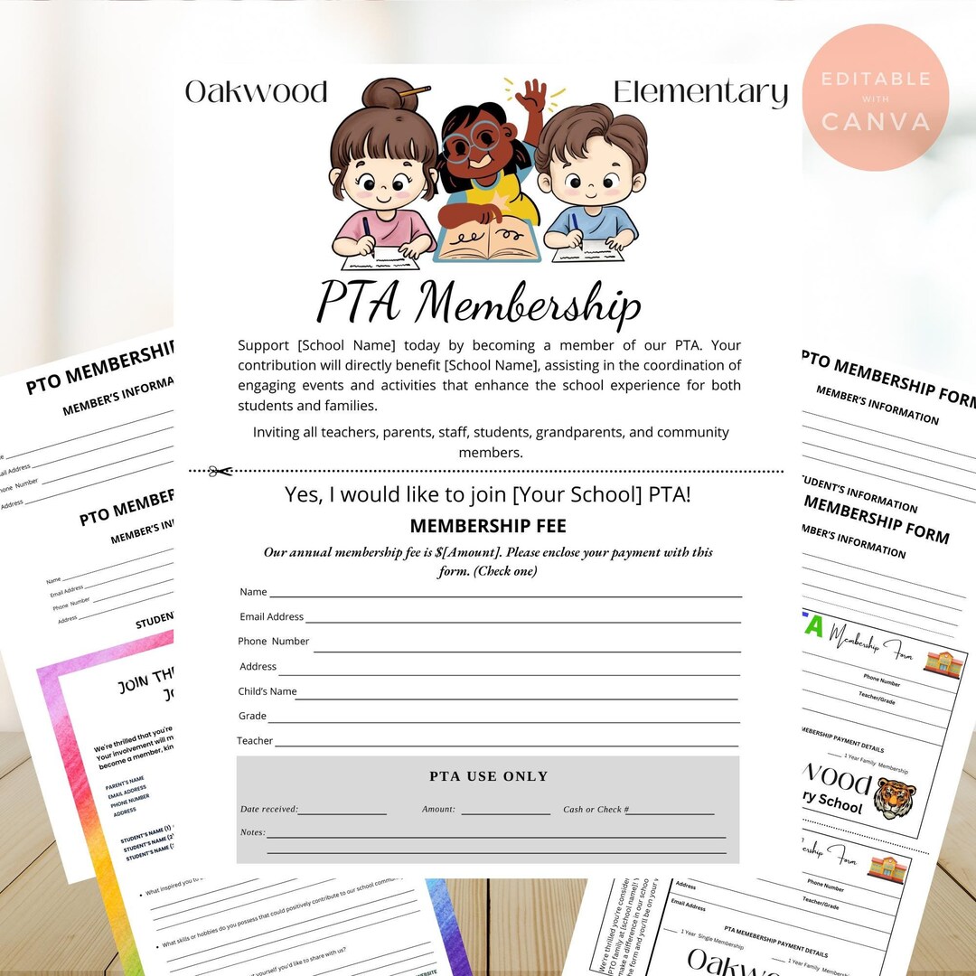 PTO Membership Form Bundle| Editable PTA Membership Form |editable ...