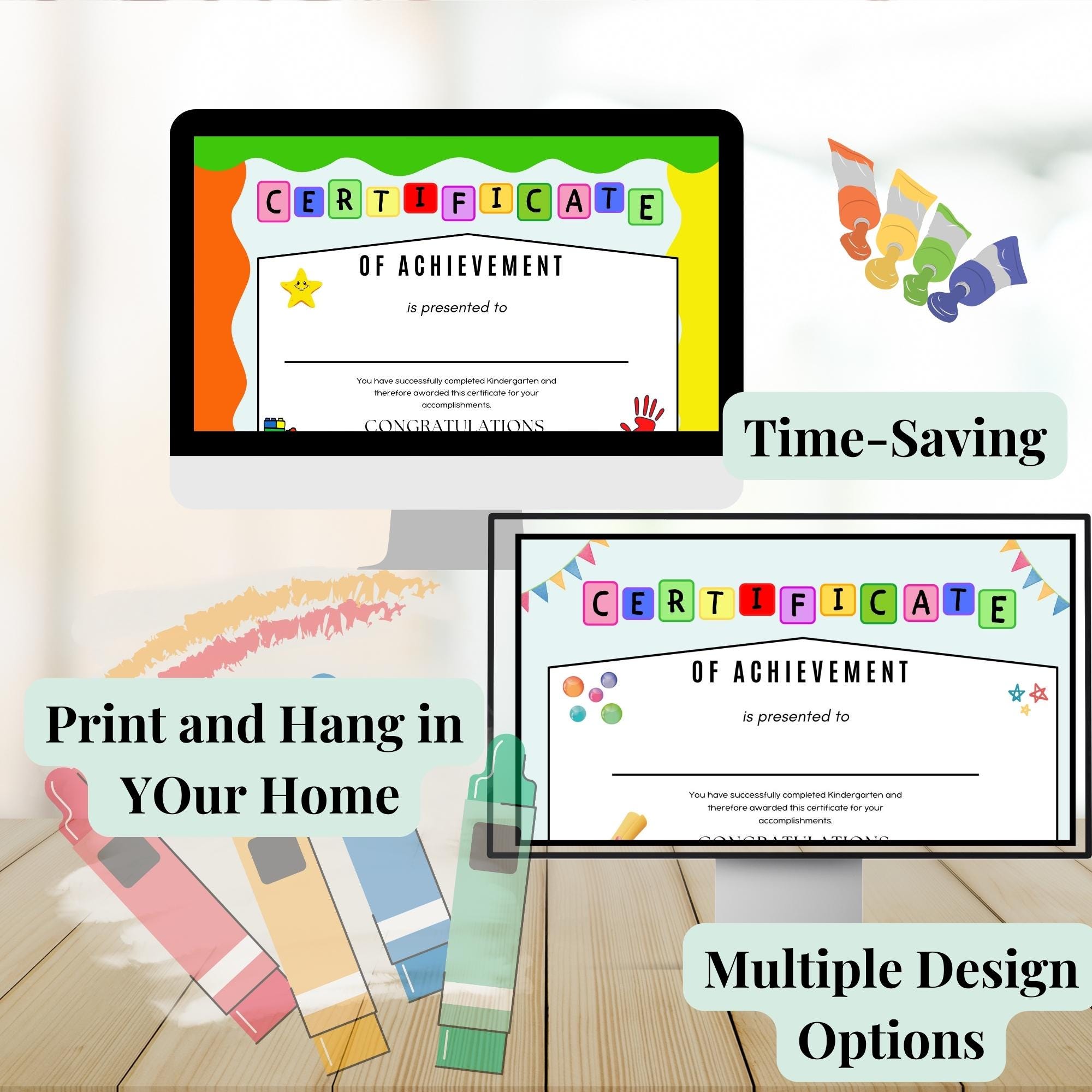 Editable Kindergarten Graduation Certificate: Canva Template (printable ...