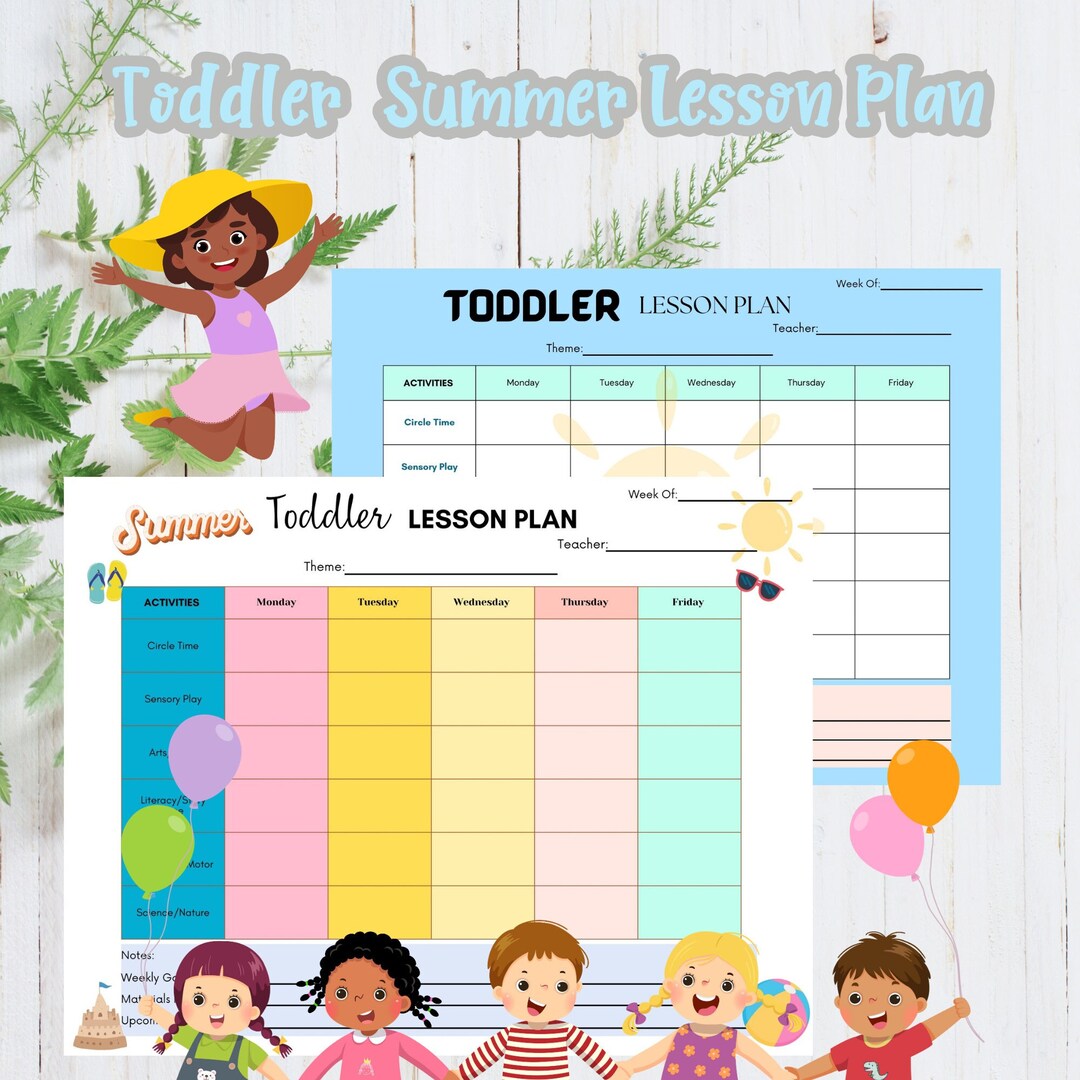 Summer Toddler Lesson Plan Template canva Editable Homeschool Printable ...