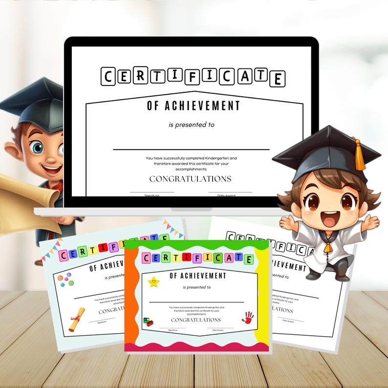 Editable Kindergarten Graduation Certificate: Canva Template (printable ...