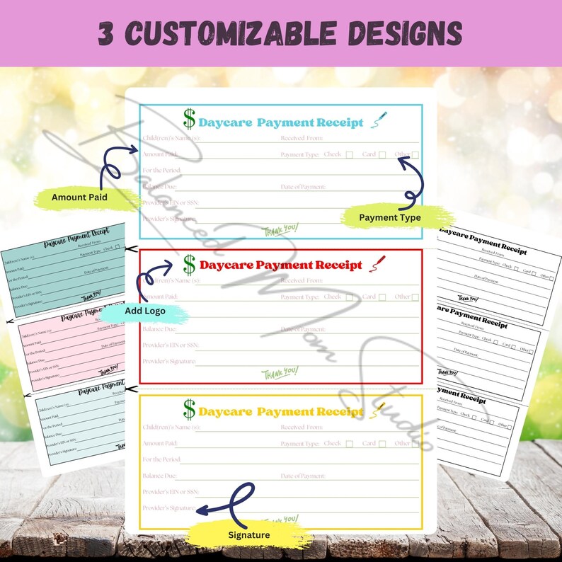 Daycare Receipt Canva Template| Editable Childcare Payment Form| Bonus ...