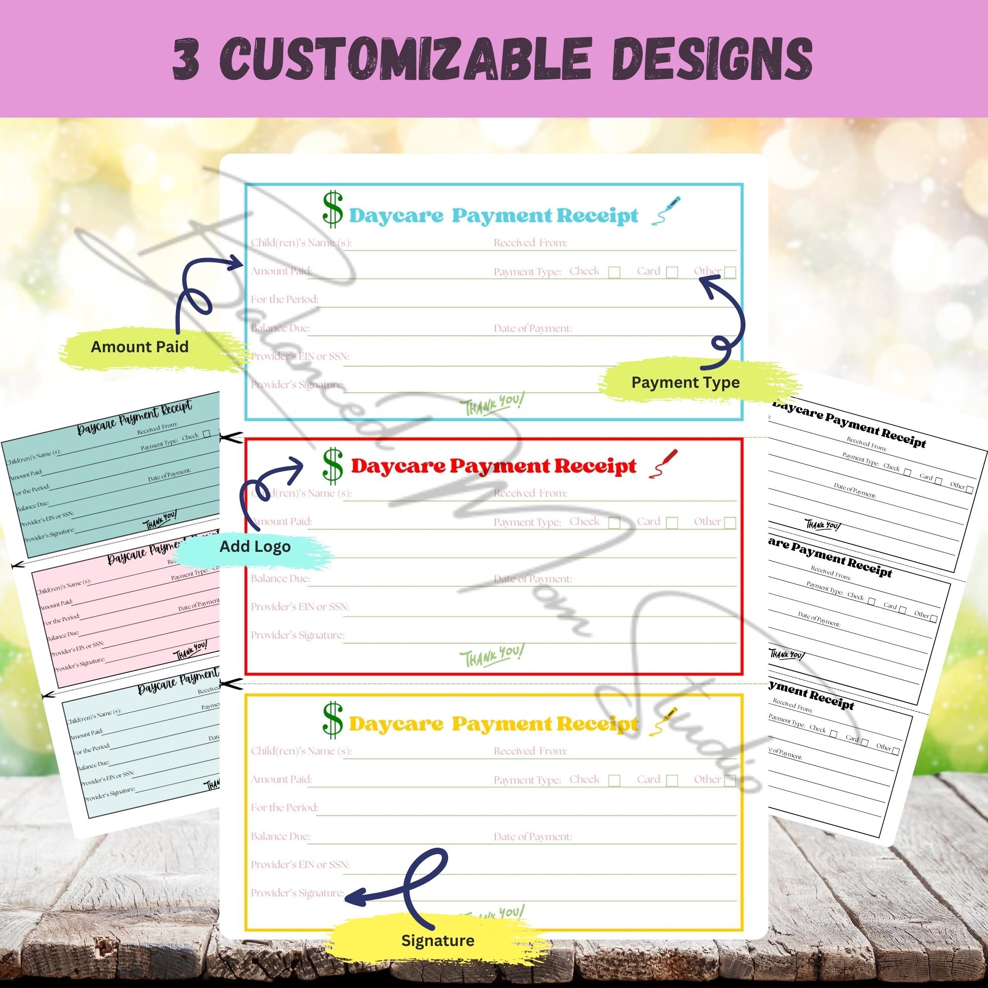 Daycare Receipt Canva Template| Editable Childcare Payment Form| Bonus ...