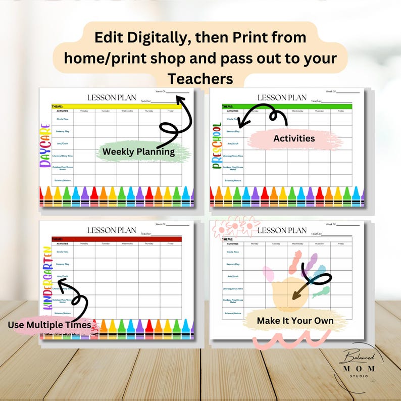 Preschool Lesson Plan Template Bundle: Editable Weekly Schedule (canva ...