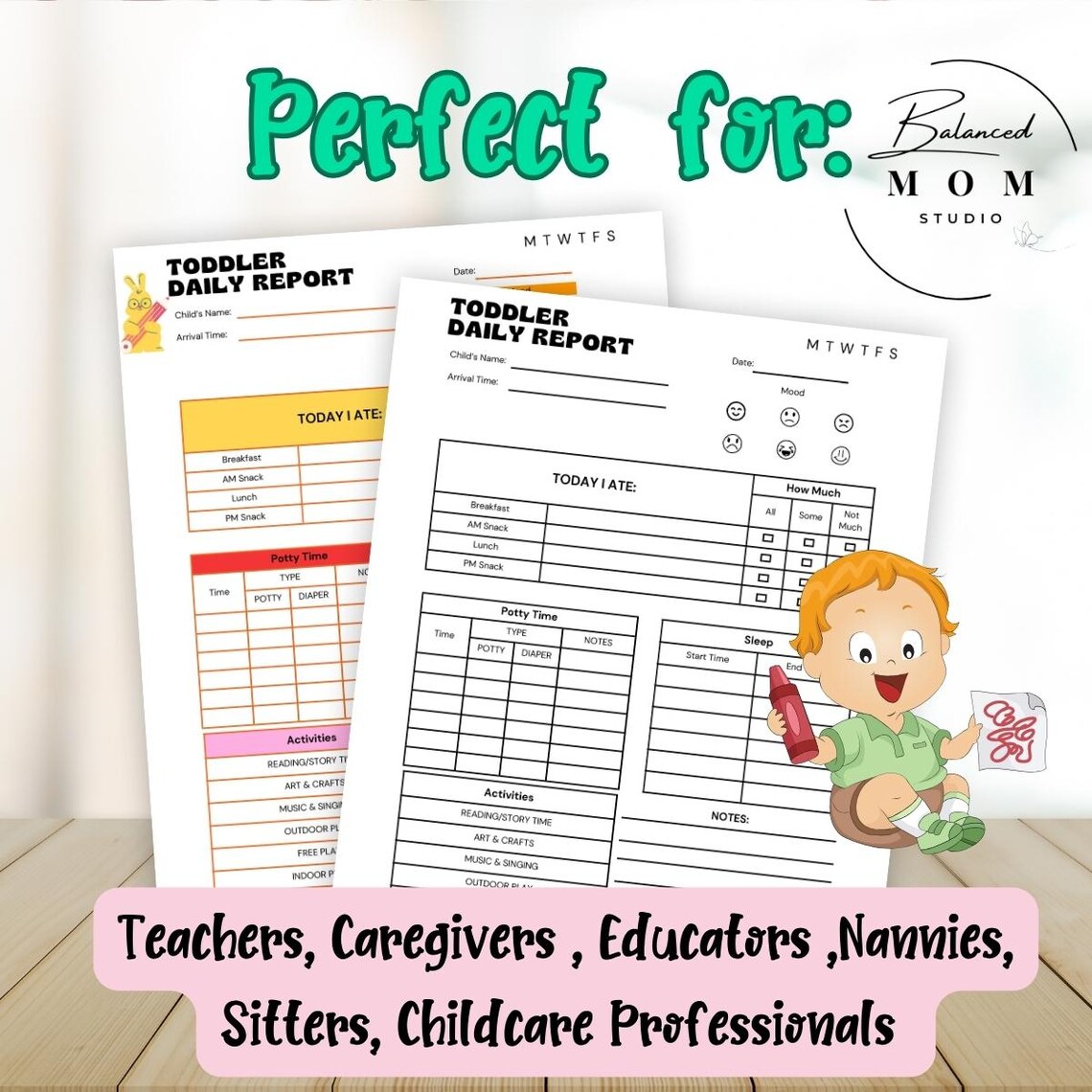 Toddler Daily Sheets| Essential In-home Daily Reports for Kids| Canva ...