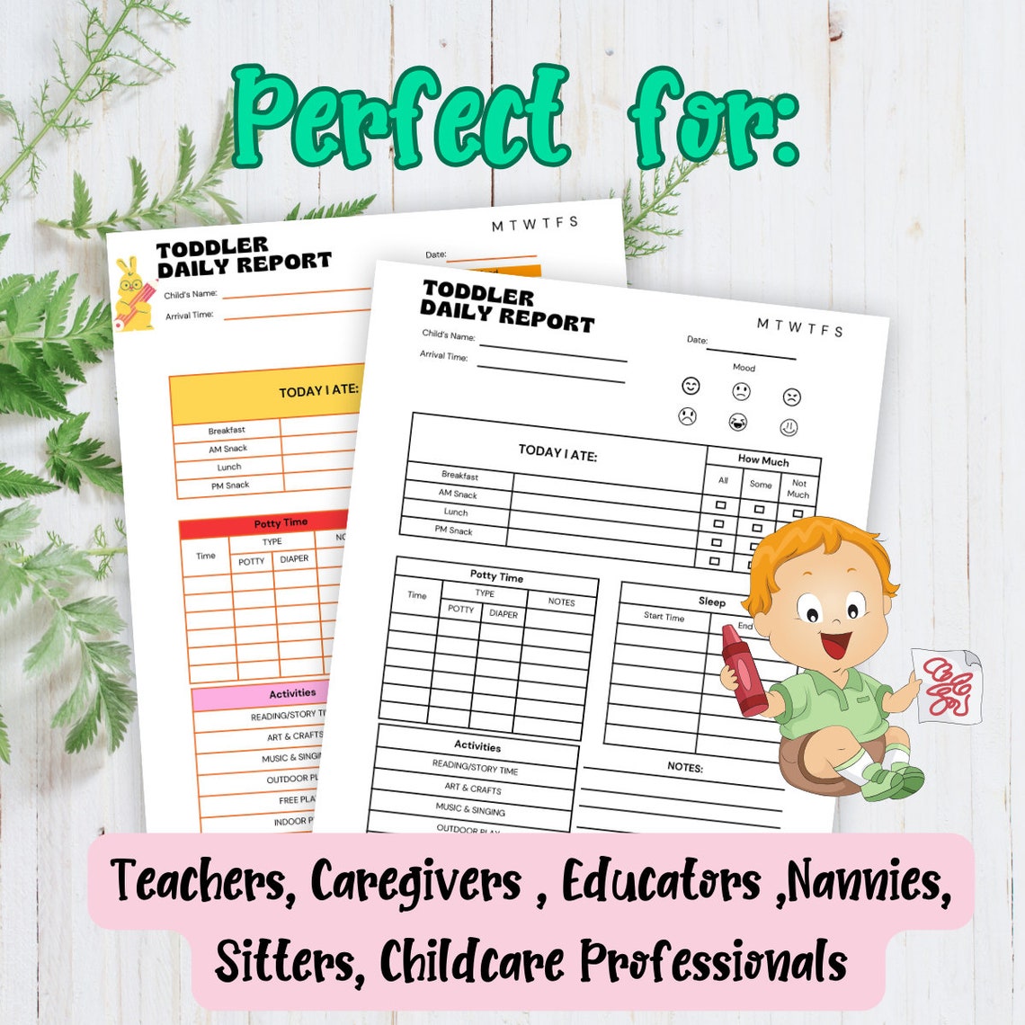 Toddler Daily Sheets Essential In-home Daily Reports for Kids Canva ...