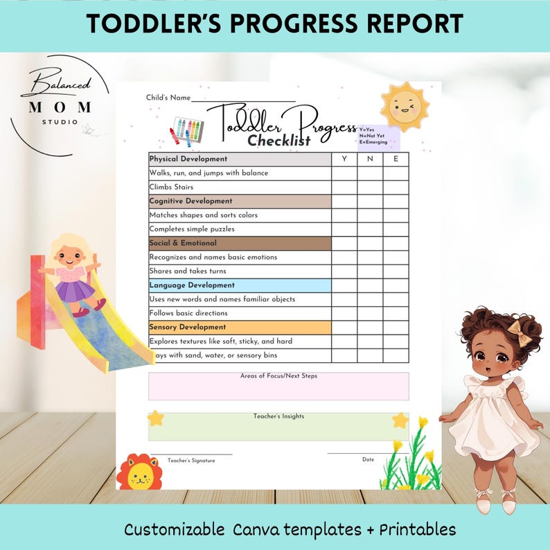Toddler Progress Report| Developmental Milestones Tracker| Kids Growth ...