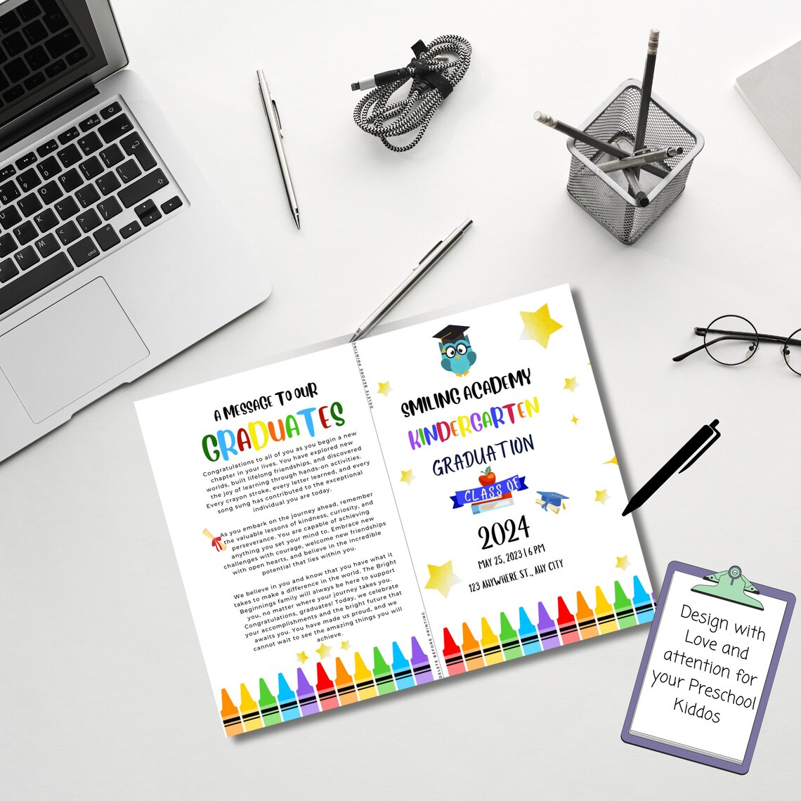 Kindergarten Graduation Printable Class Graduation Ceremony Editable ...