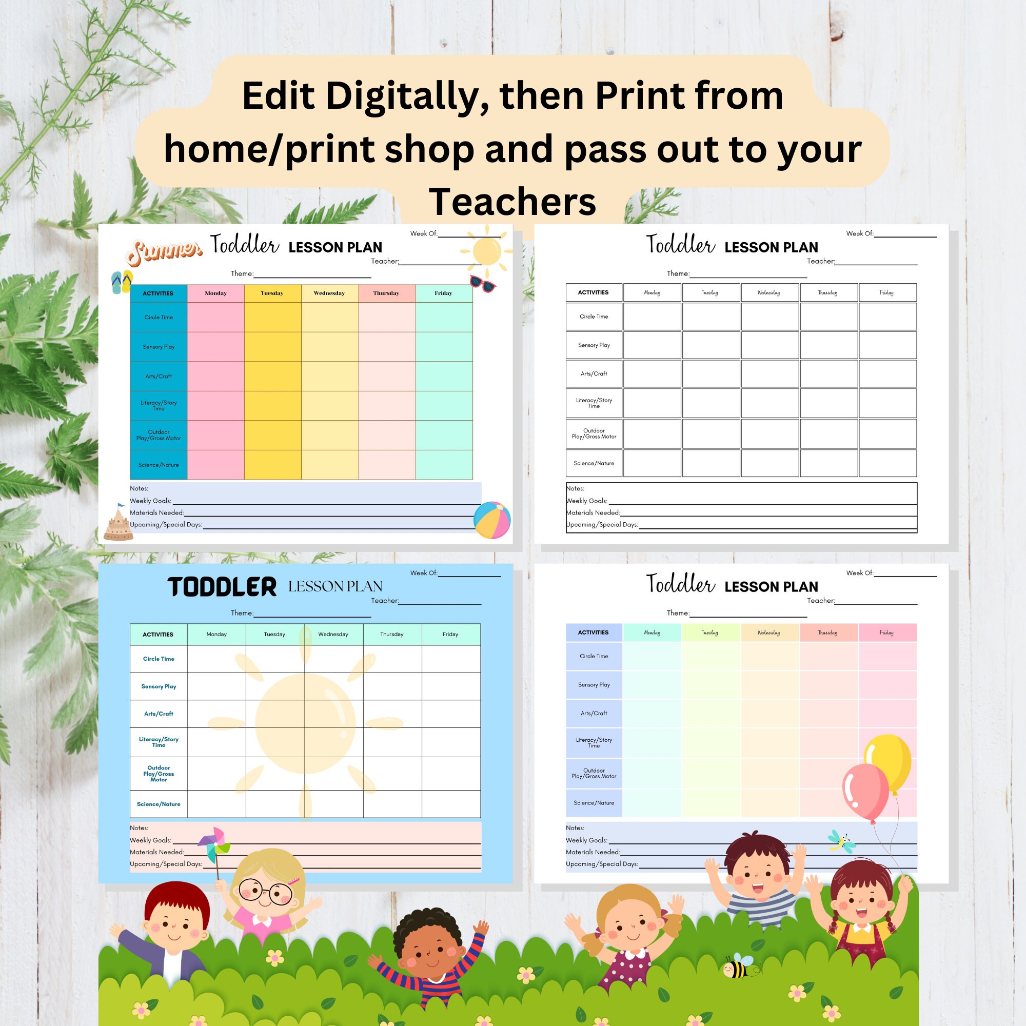 Summer Toddler Lesson Plan Template canva Editable Homeschool Printable ...