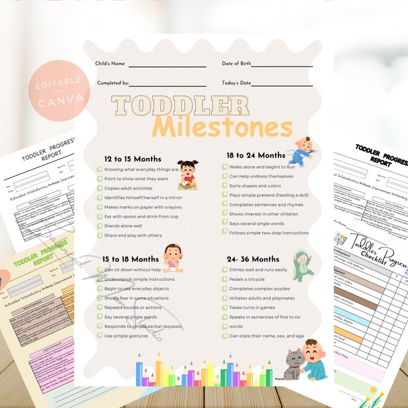 Toddler Milestone Checklist: Developmental Progress Report (printable ...