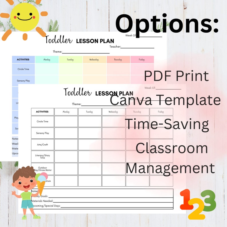Summer Toddler Lesson Plan Template canva Editable Homeschool Printable ...