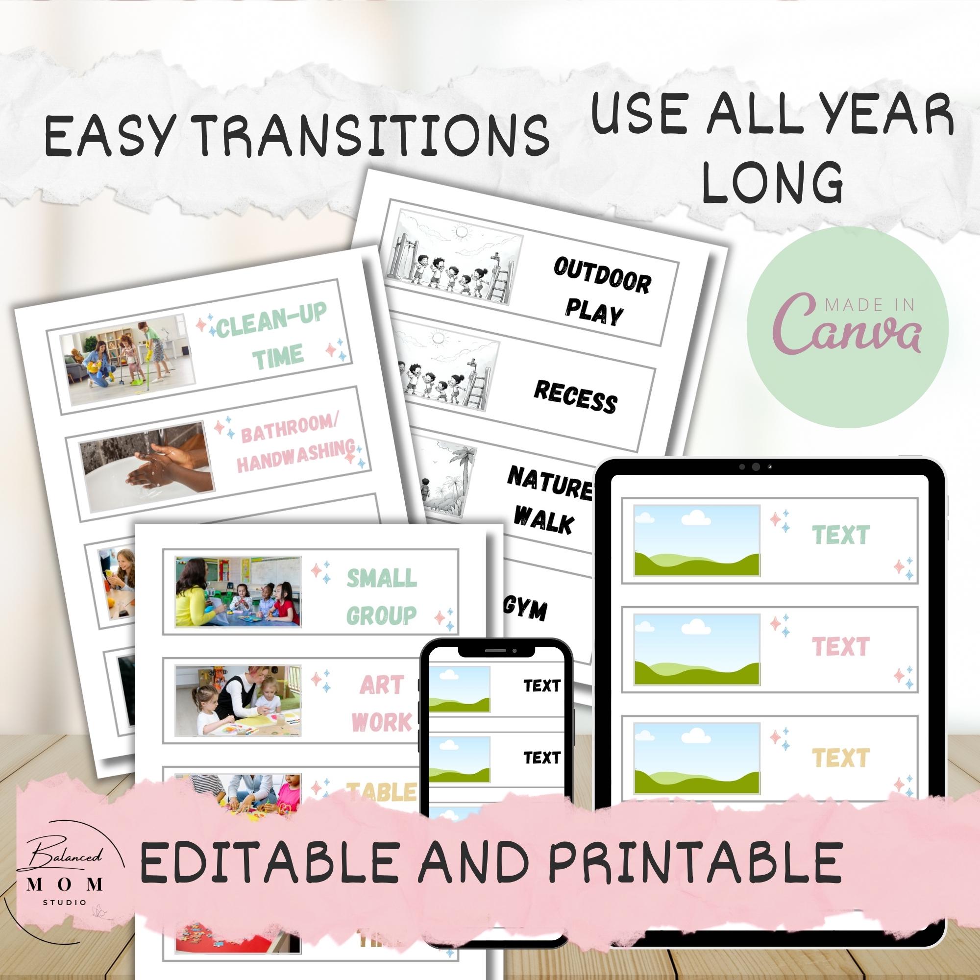 Preschool Visual Daily Schedule: Classroom Routine Cards, Editable ...