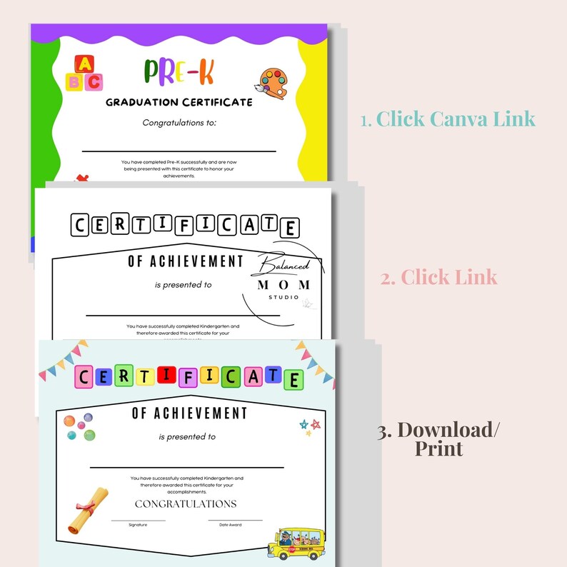 Editable Kindergarten Graduation Certificate: Canva Template (printable ...