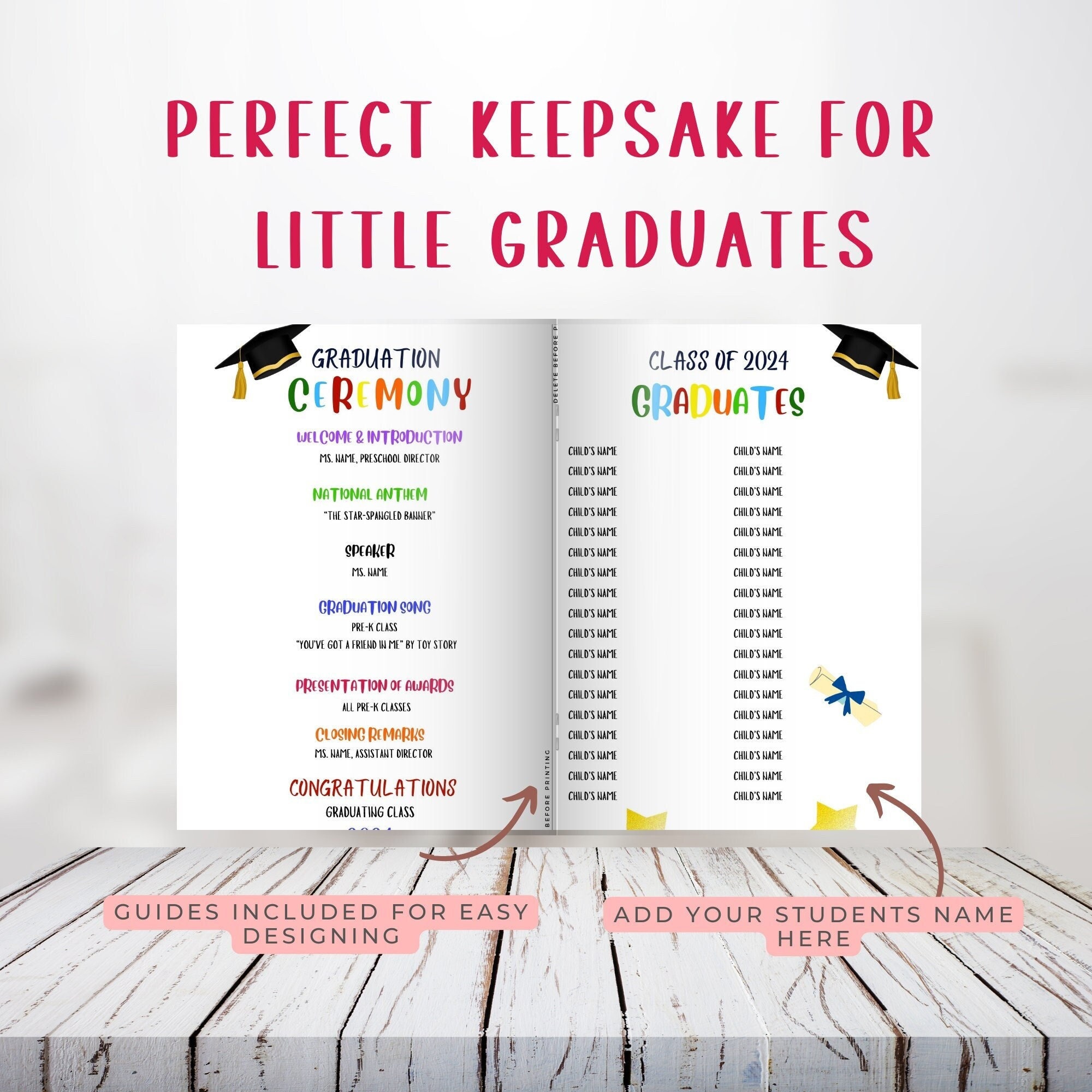 DIY Preschool Graduation Program Canva Template, Childcare Celebration ...