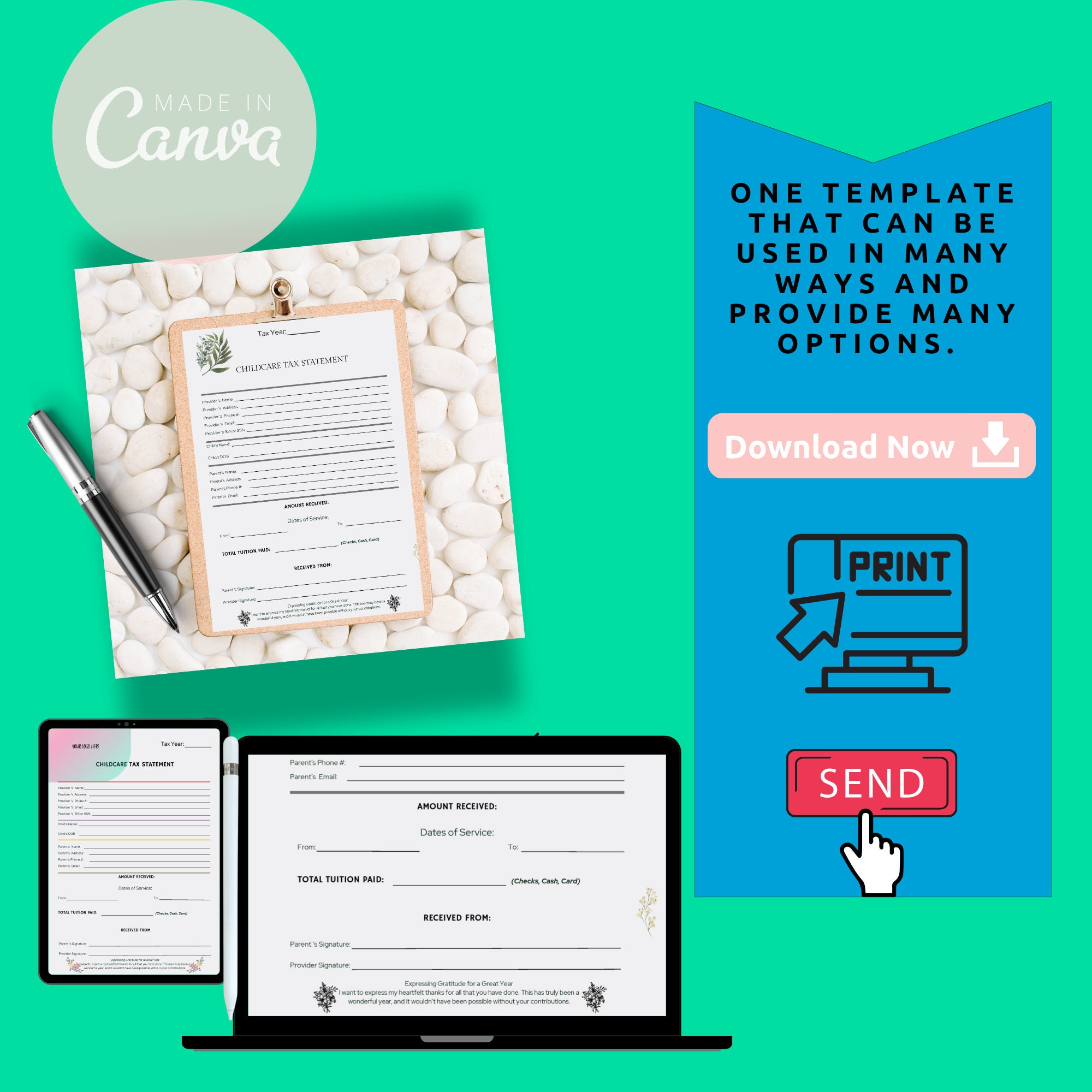 Childcare Tax Statement Daycare Owners In-home Daycare End-of-year ...