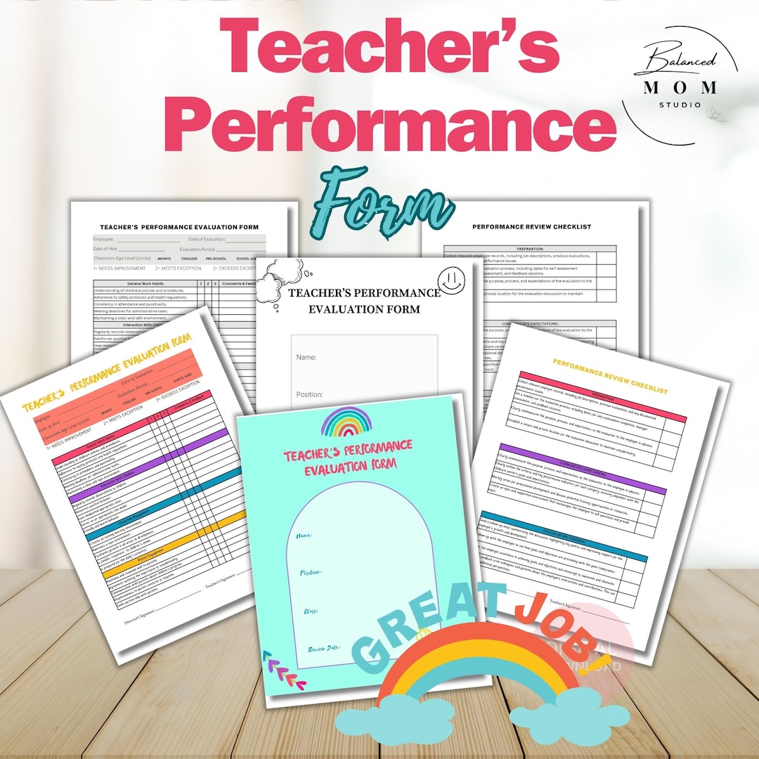 Teacher Performance Evaluation Forms: Printable Staff Review (canva ...