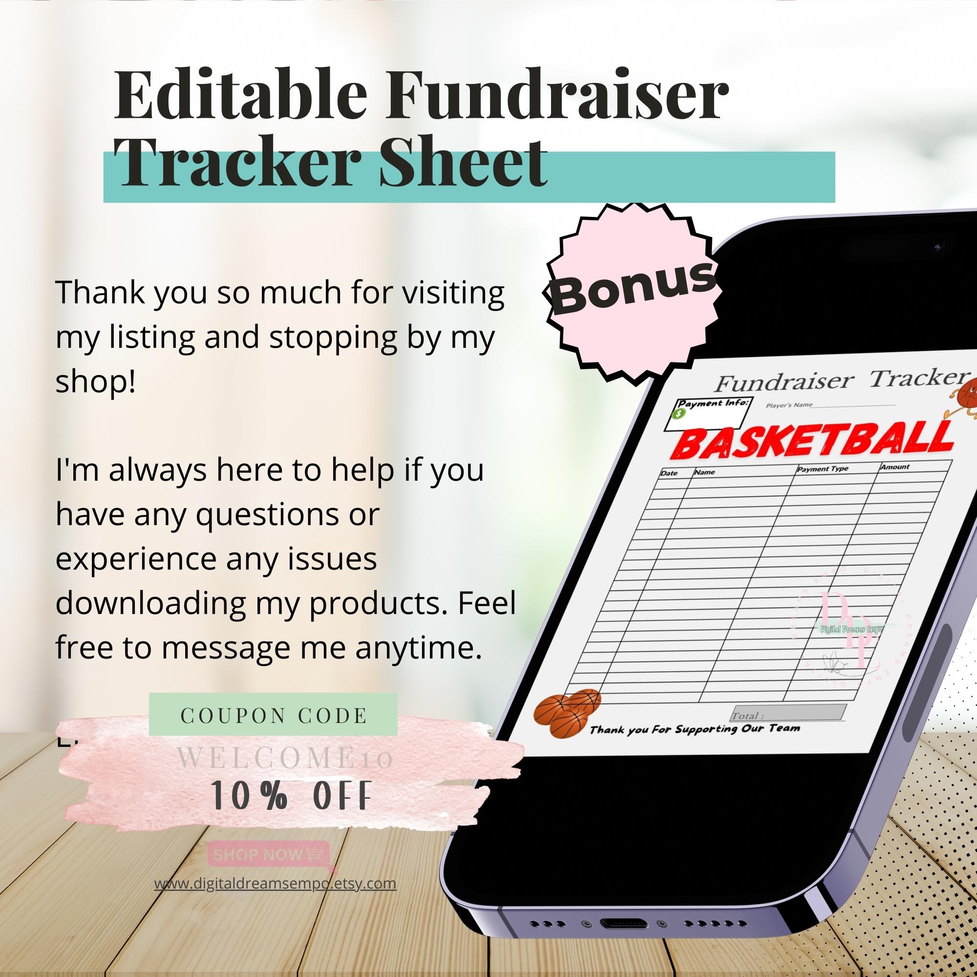 Basketball Fundraiser: Color-in Donation Tracker (digital Download) - Etsy