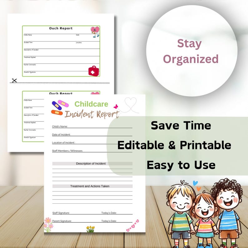 Childcare Incident Report Bundle: Editable Ouch Report Forms (printable ...