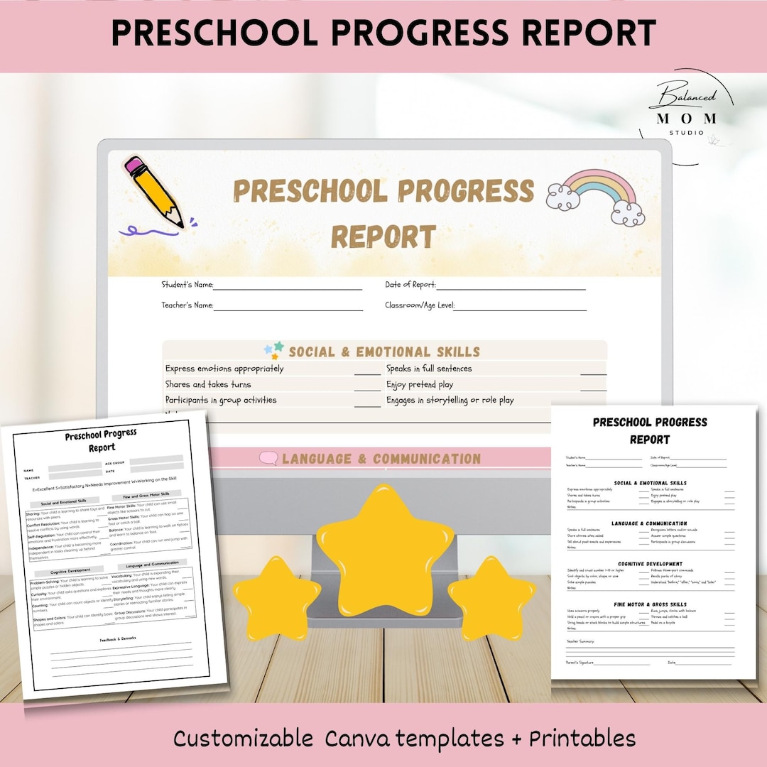 Preschool Progress Report Template: Customizable Homeschool Assessment ...
