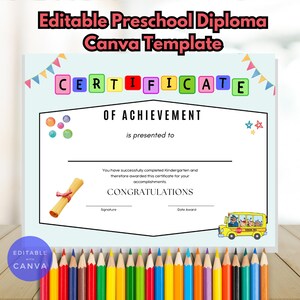 Fully Editable Kindergarten Graduation Certificate | Child Diploma ...