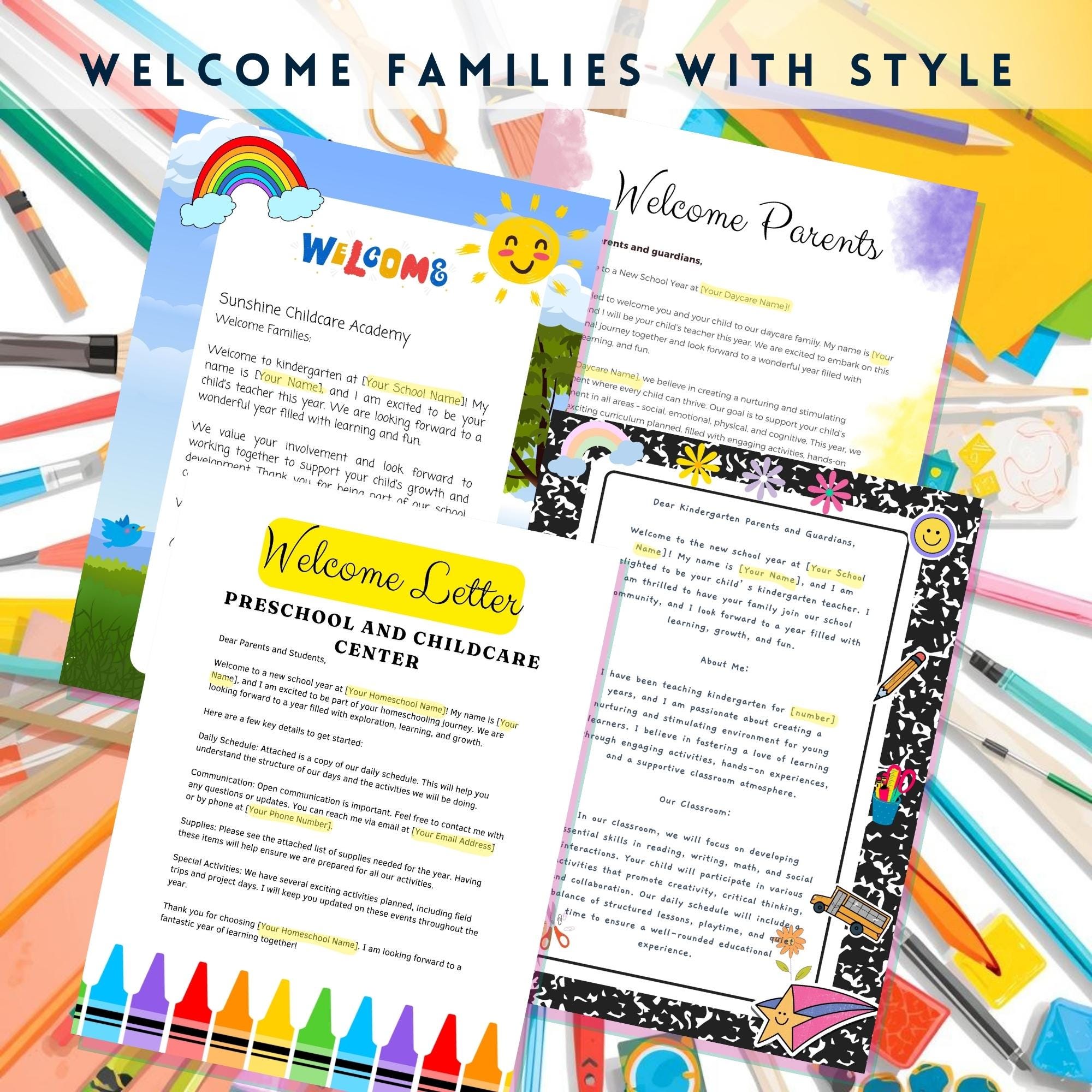 Editable Back to School Welcome Letter Bundle: Canva Template (digital ...