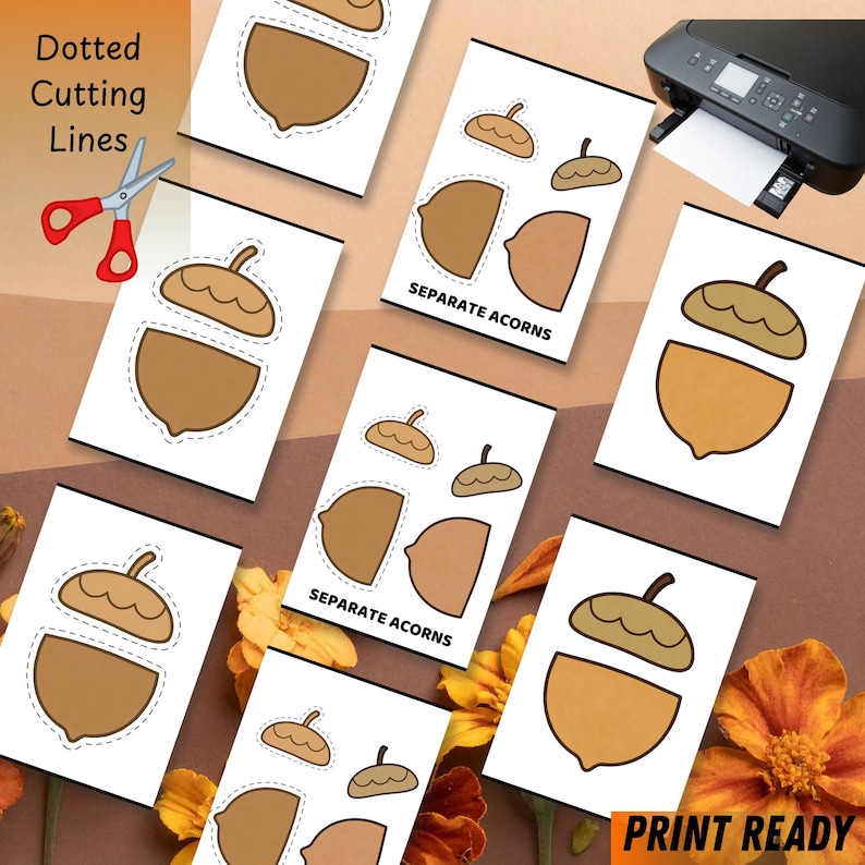 Acorn Craft - Cut, Color, & Lift Activity - Fall Printable (PDF) - Etsy